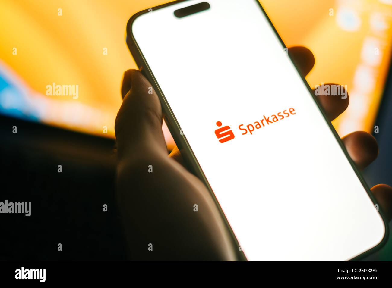 Sparkasse app logo, man using online banking Stock Photo - Alamy