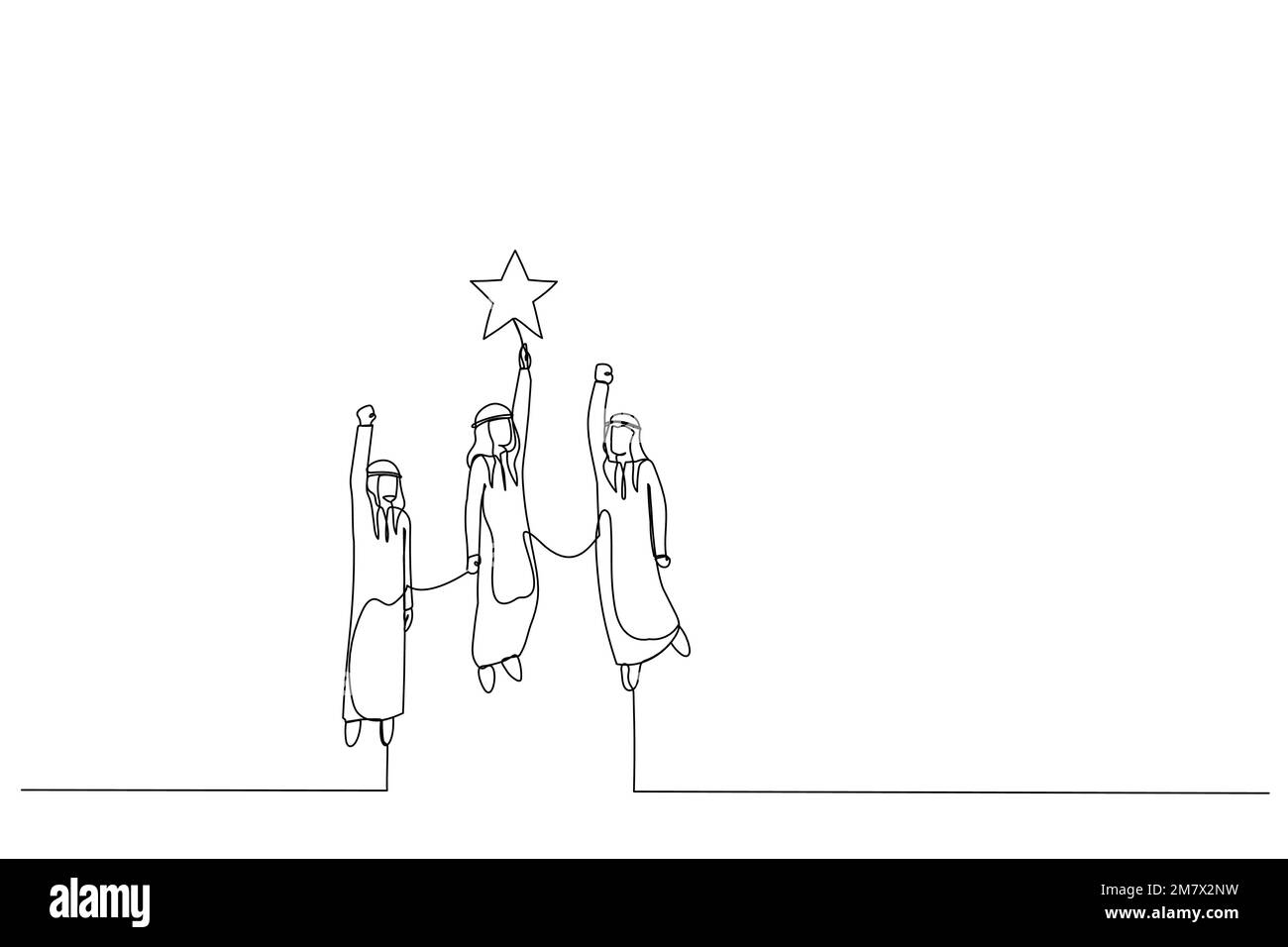 Cartoon of arab businessman team up to stars. Metaphor for winning ... Cartoon of arab businessman team up to stars. Metaphor for winning ...