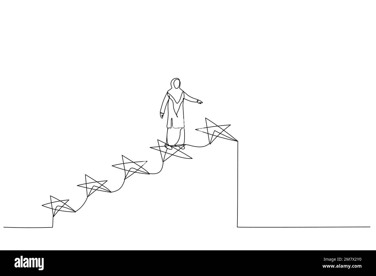 Drawing of muslim woman steps towards success or outstanding employee ...