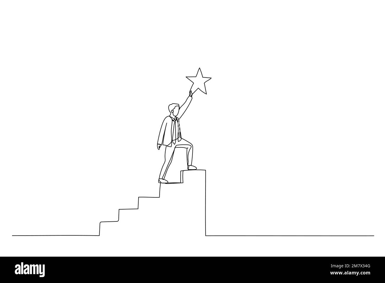 Illustration of businessman climb up stair to the top to reaching to ...