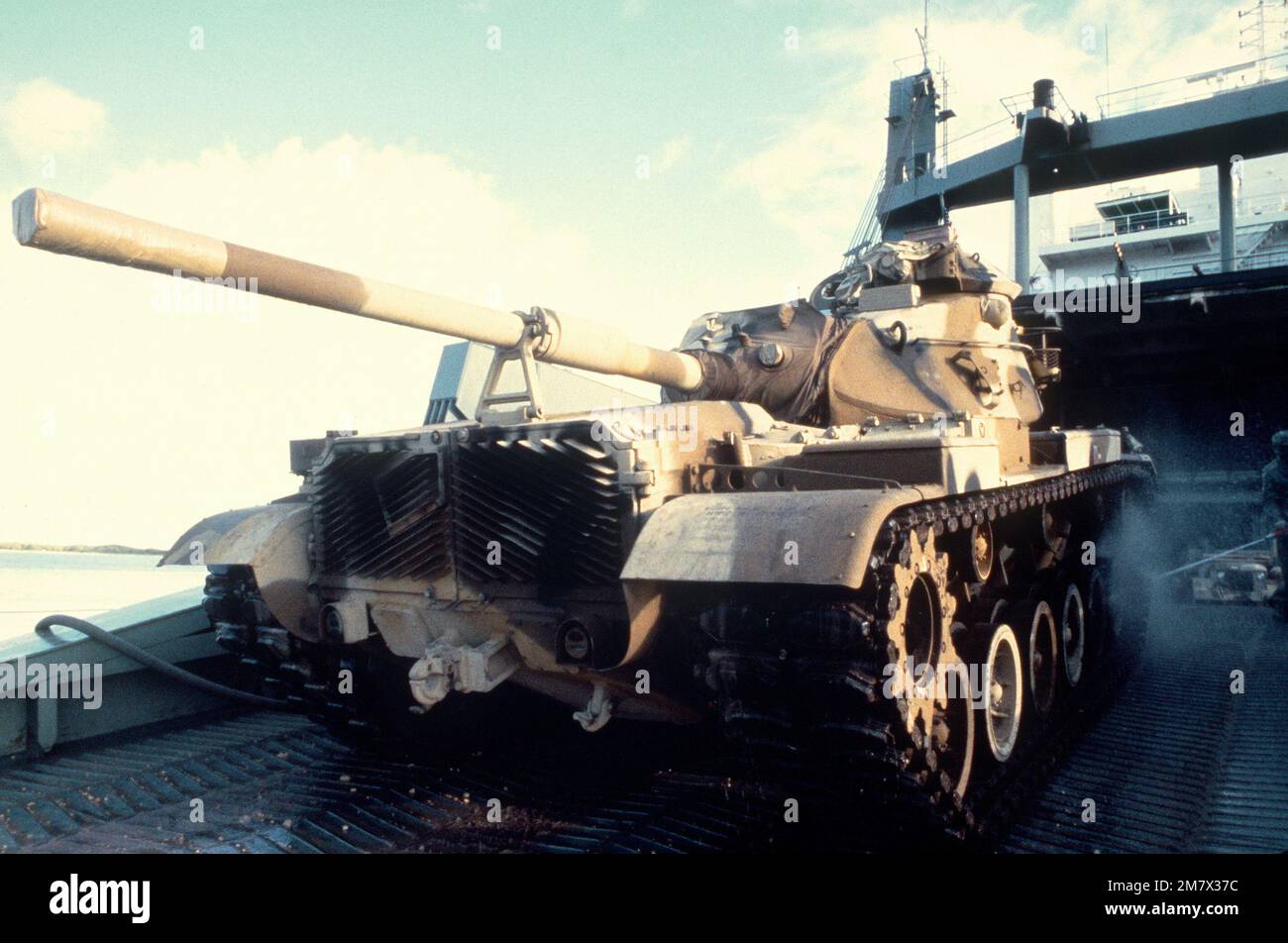 An M-60 main battle tank from the 7th Marine Amphibious Brigade is ...