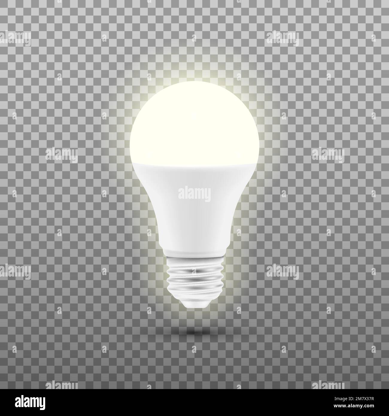 Glowing LED bulb isolated on transparent background. Vector ...