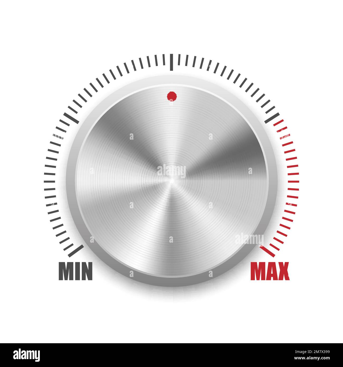 Realistic metal button with circular processing. Dial knob level ...