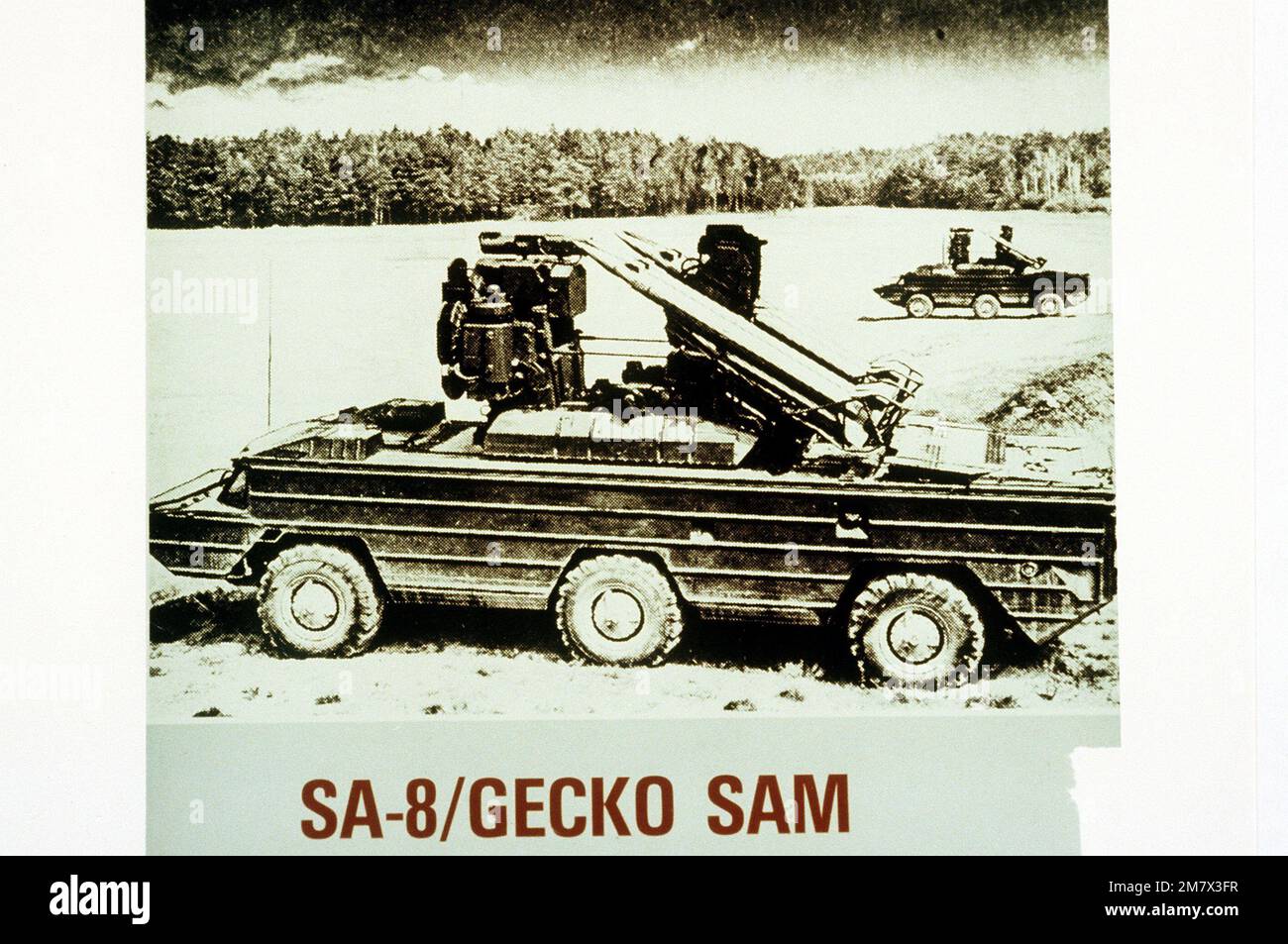 A side view of two Soviet SA-8 Gecko short-range all-weather weapon ...