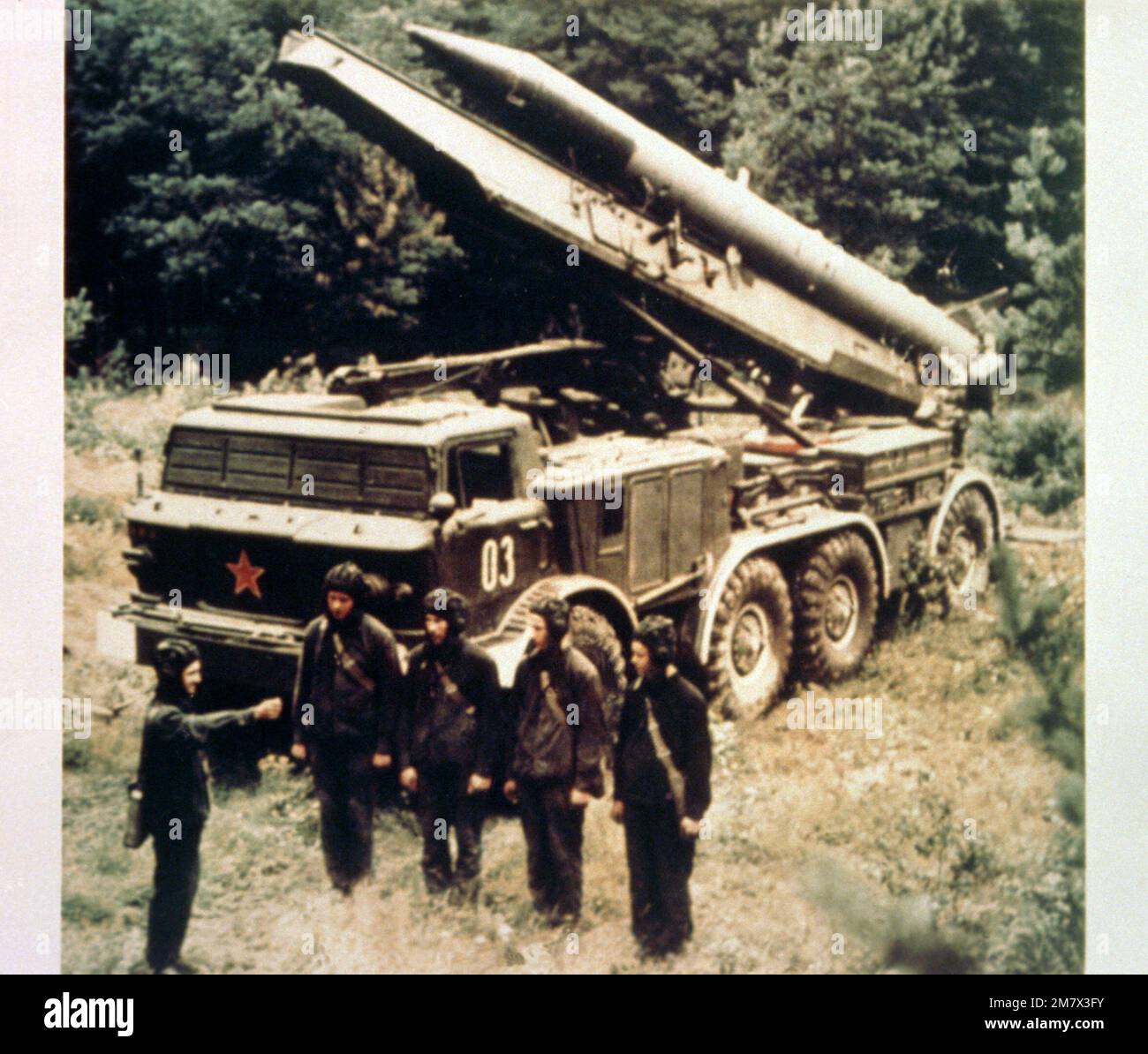 A view of a Soviet FROG-7 tactical nuclear surface-to-surface missile ...