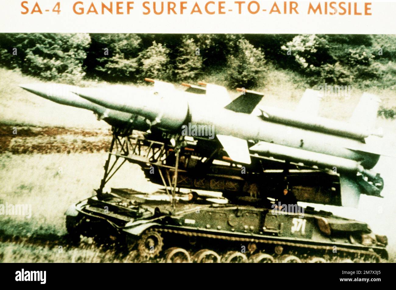 A left side view of a Soviet SA-4 Ganef surface-to-air missile. Country ...