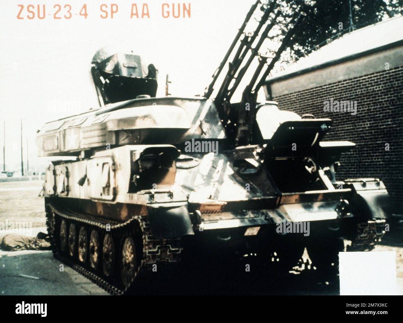 A view of a Soviet ZSU-23-4 SP anti-aircraft gun. Country: Unknown ...