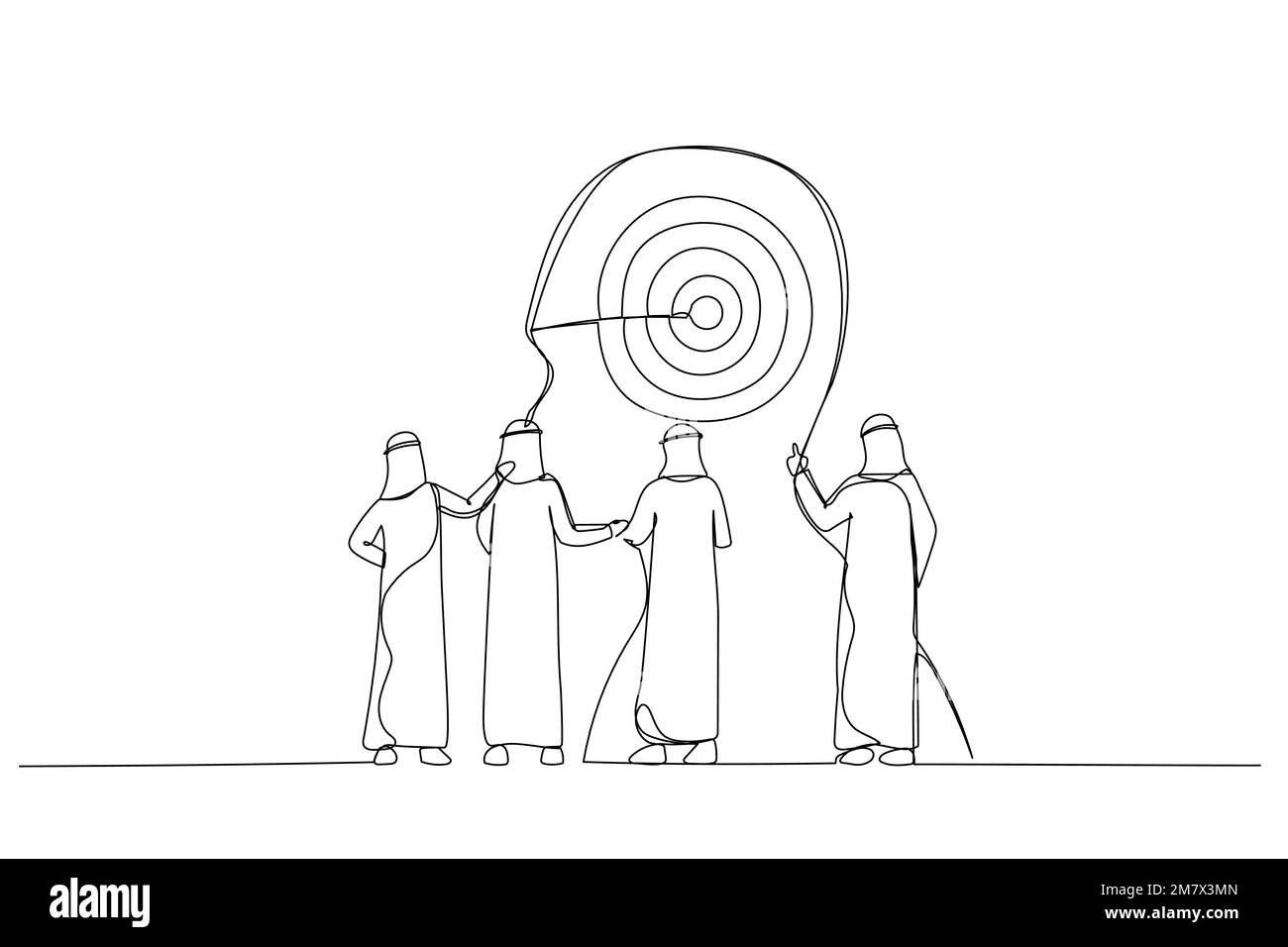 Drawing of arab business man target customer and develop marketing ...