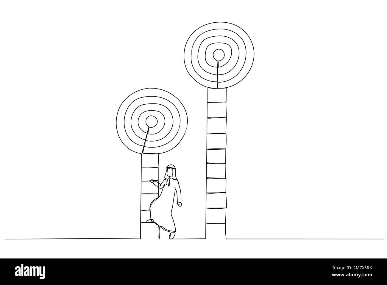 Illustration of smart arab businessman about to climb up ladder to ...