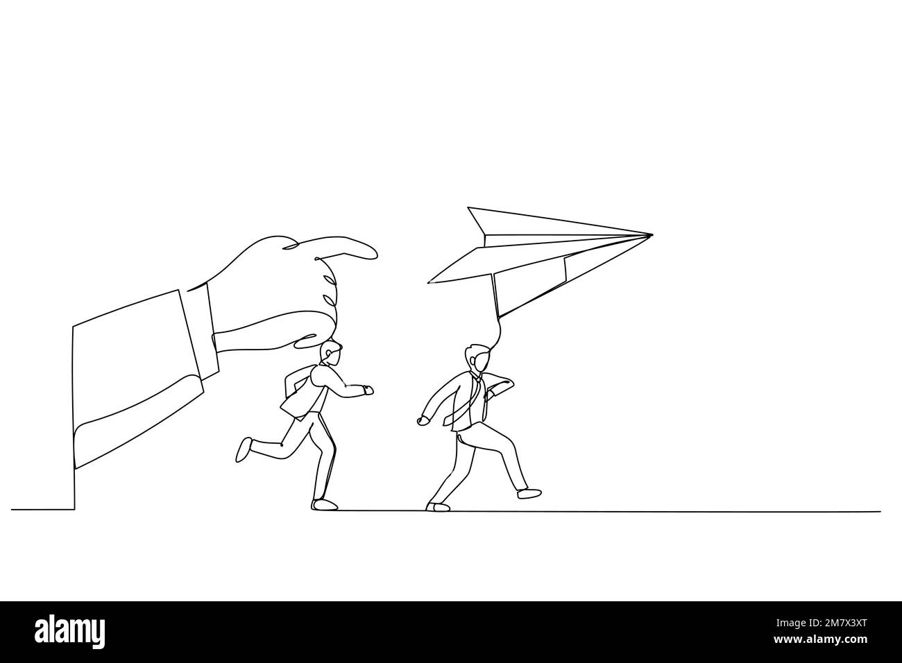 Cartoon of businessman run to paper plan. Metaphor for follow ...