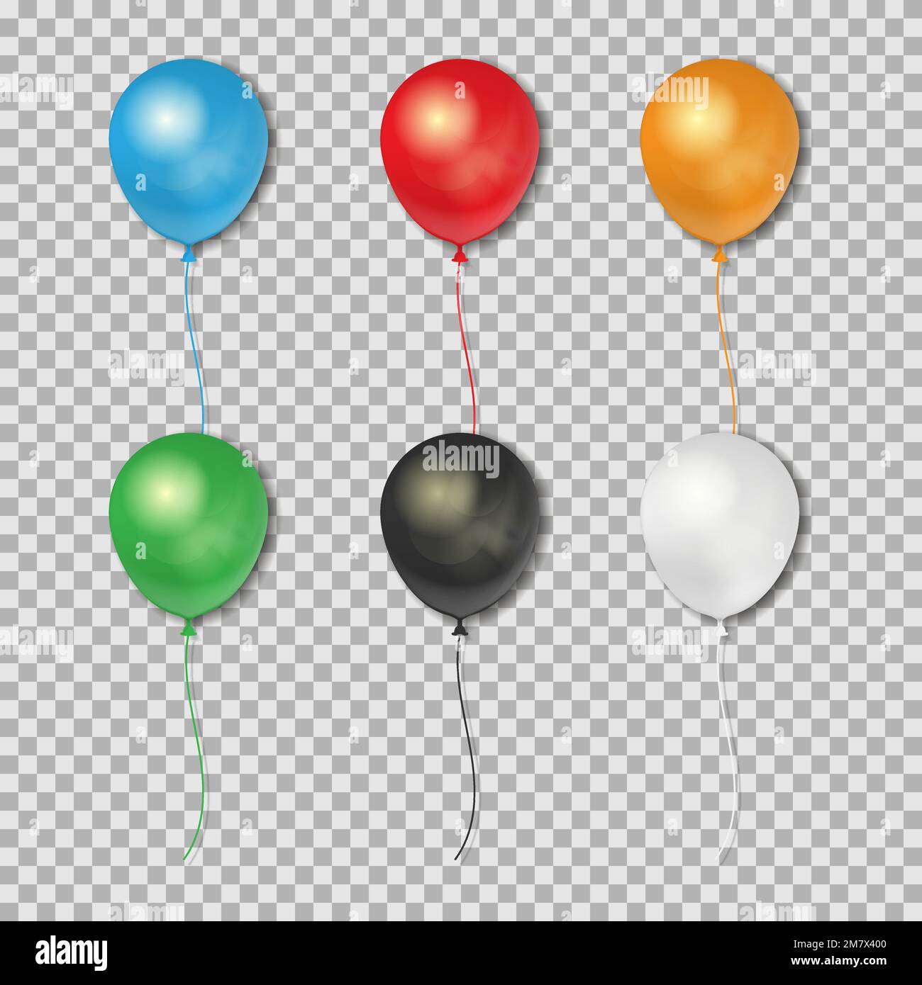 Set of realistic balloons isolated on transparent background. Vector ...