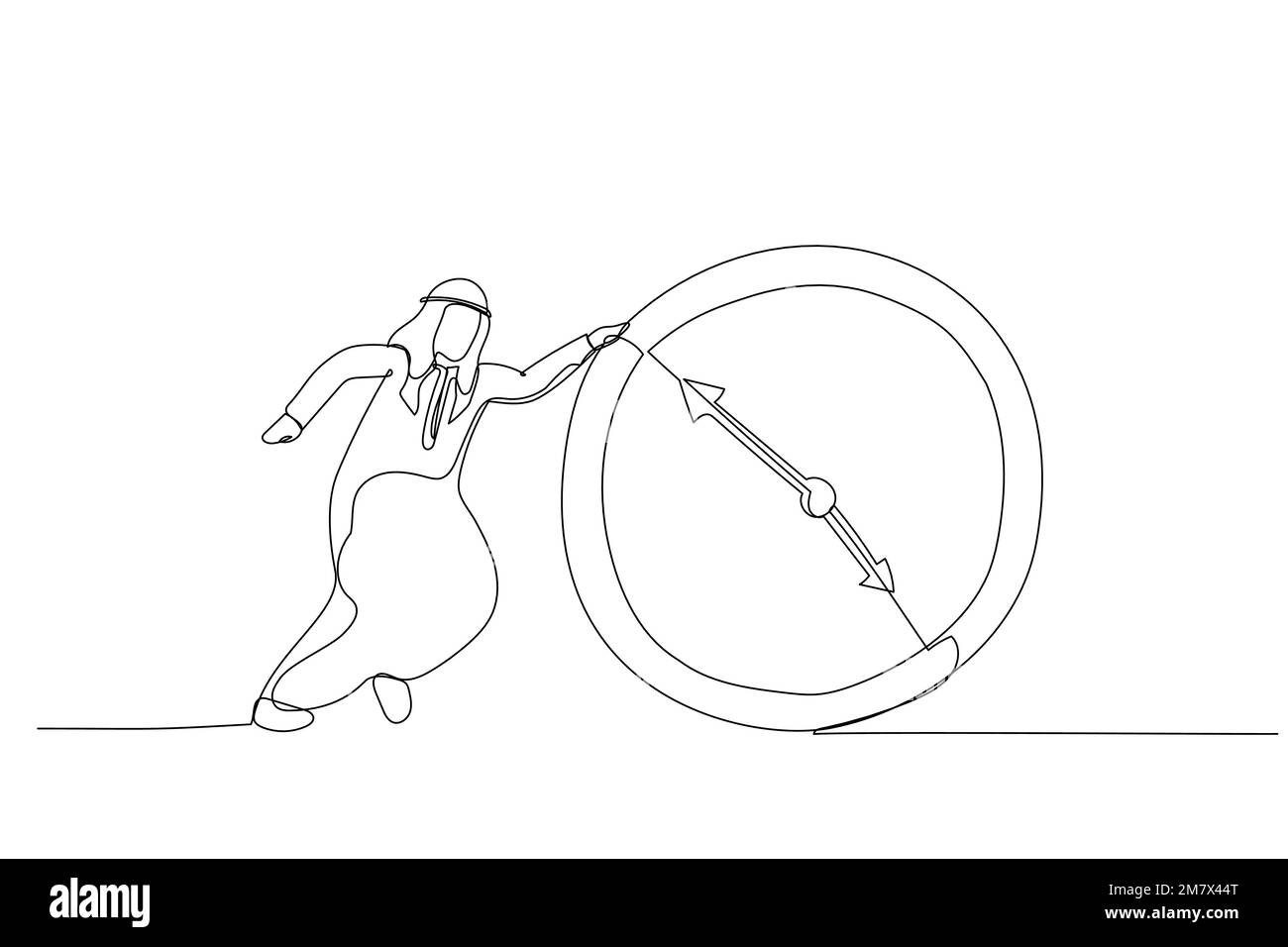 Illustration of arab businessman Running Behind Running Clock. One ...