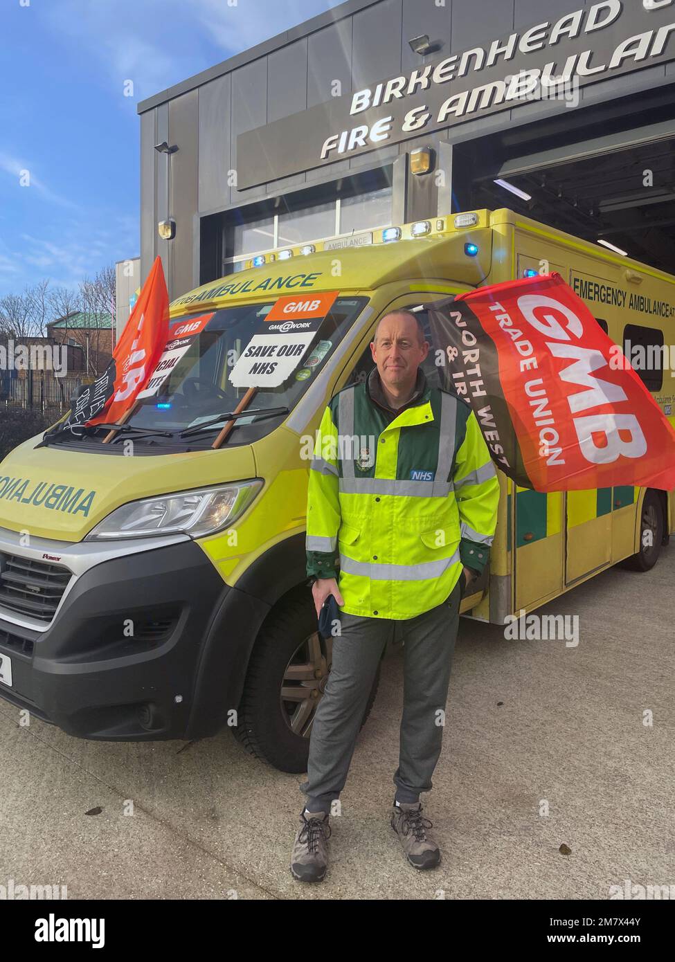 Paramedic Dave McNeill on the picket line outside Birkenhead Fire and ...