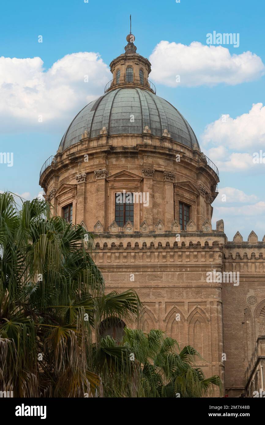 Palermo, Italy - January 09, 2023 - The dome of the Palermo cathedral ...