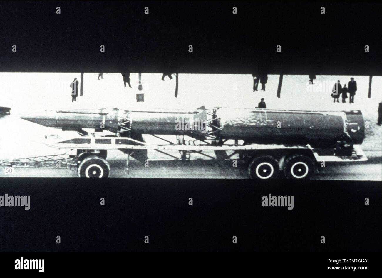 A view of a Soviet SS-13 intercontinental ballistic missile (ICBM ...