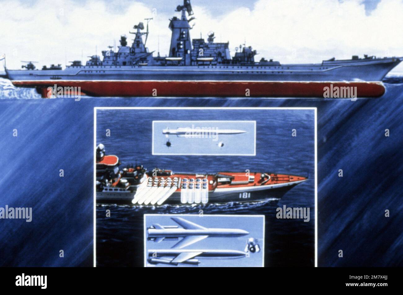 An artist's concept of the Soviet nuclear-powered cruiser KIROV ...