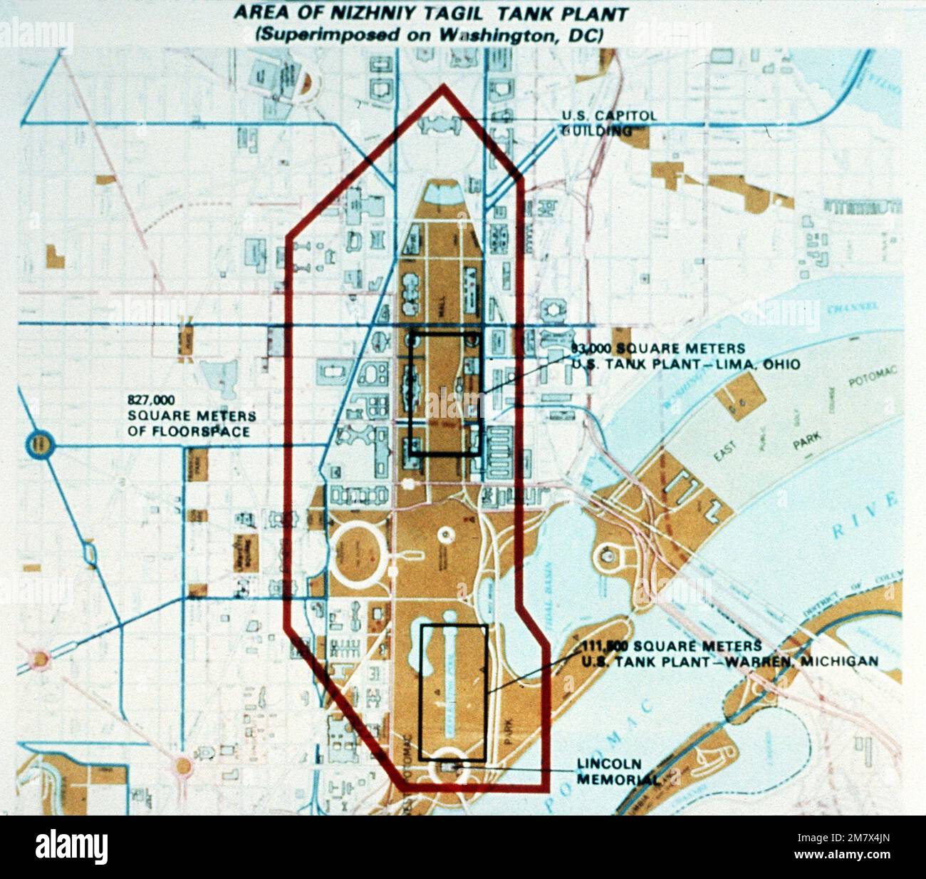 A chart showing an outline of the Soviet Nizhniy Tagil tank plant ...