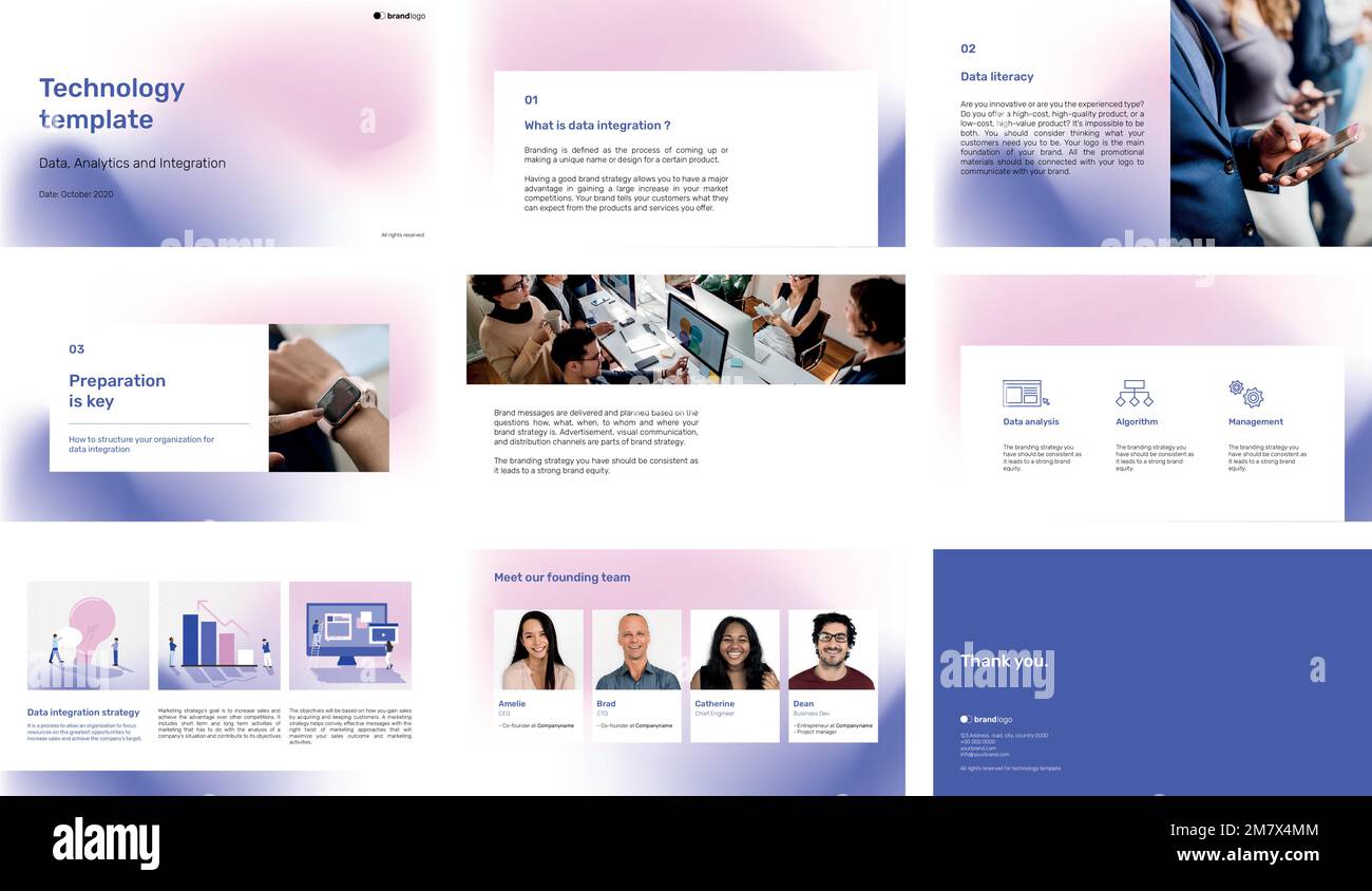 Editable technology presentation template vector set Stock Vector Image ...