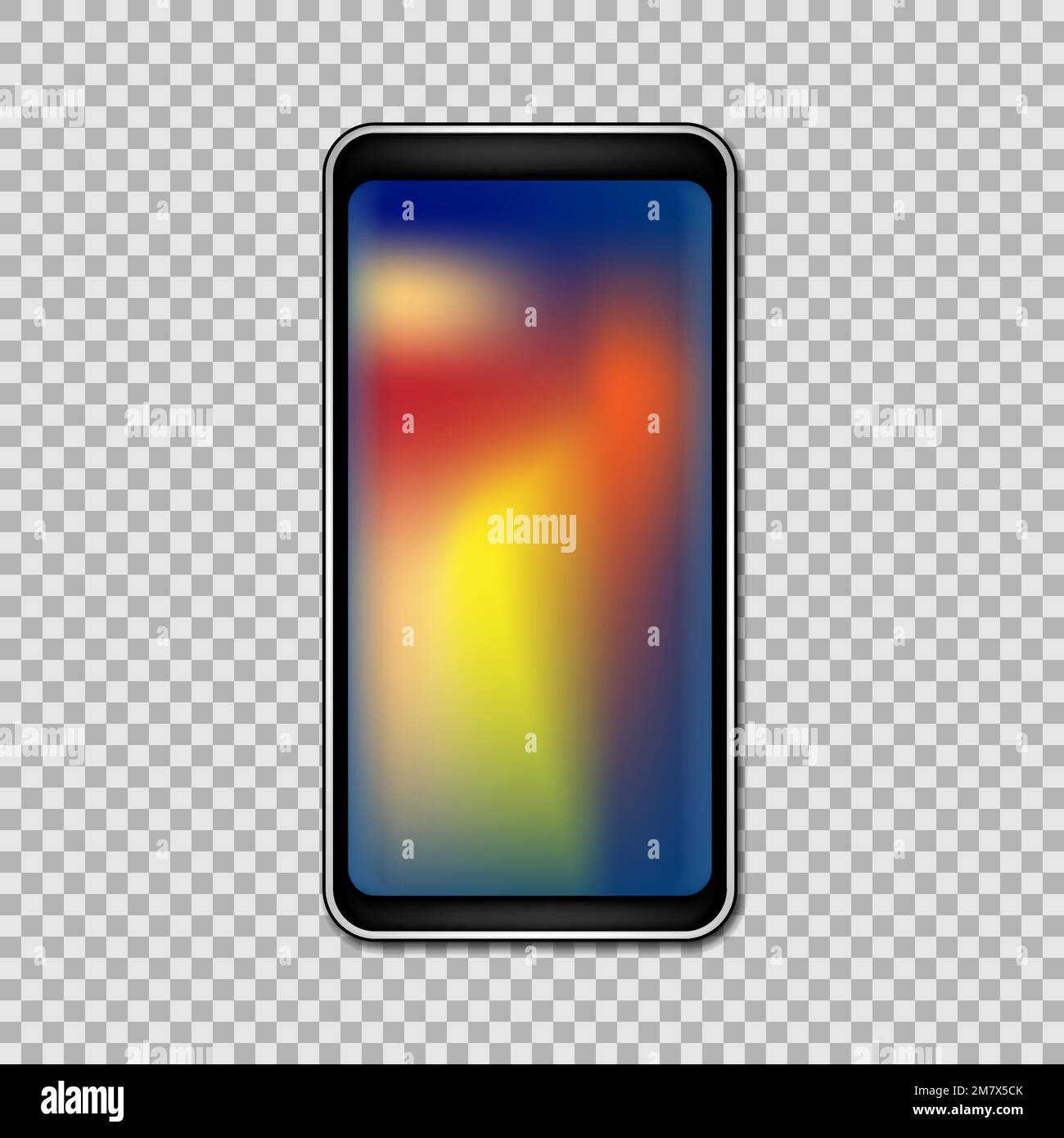 Smartphone with full gradient touchscreen isolated on transparent ...