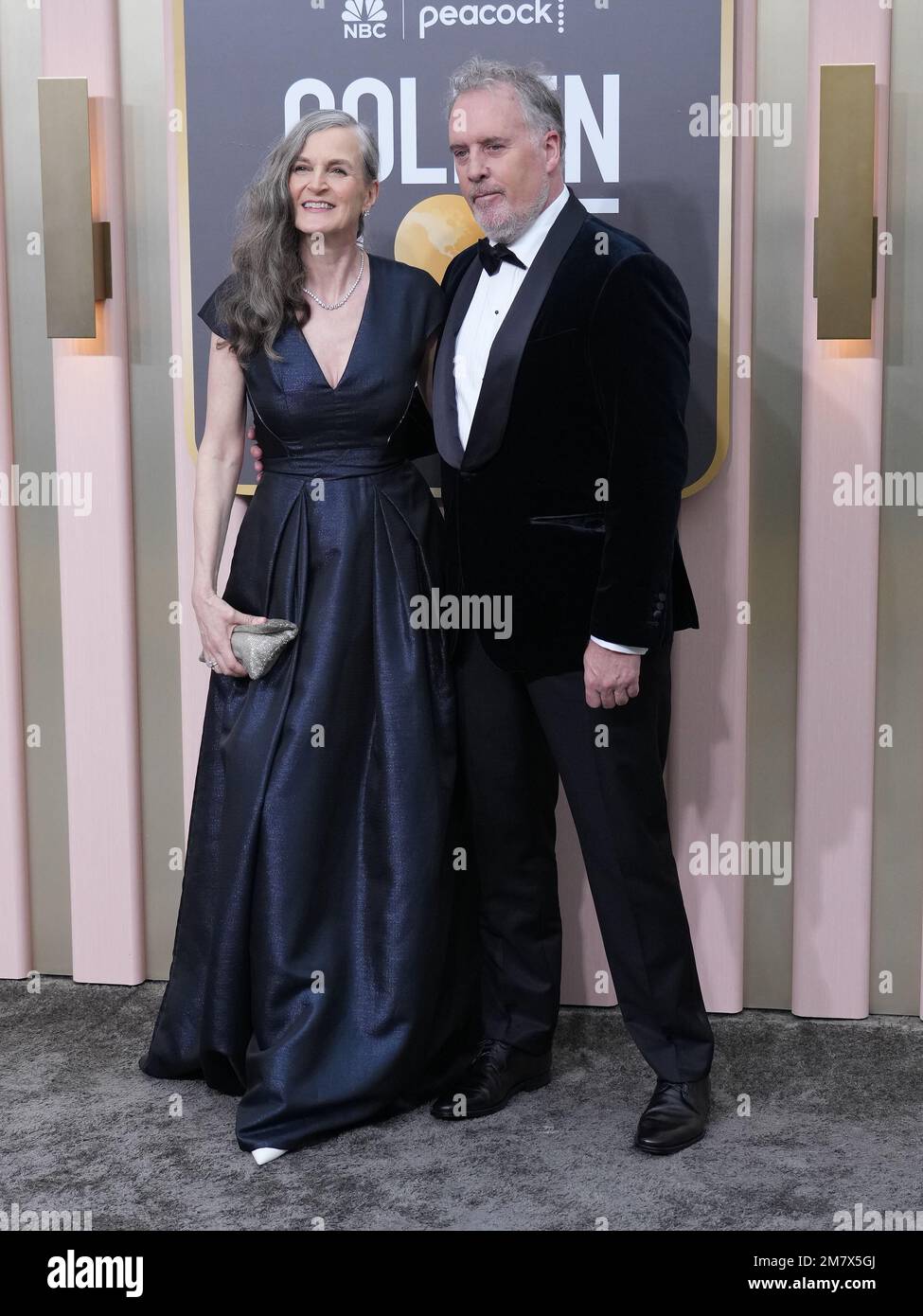 Los Angeles, USA, 10/01/2023, Mark Gustafson (r) and guest arrive at ...
