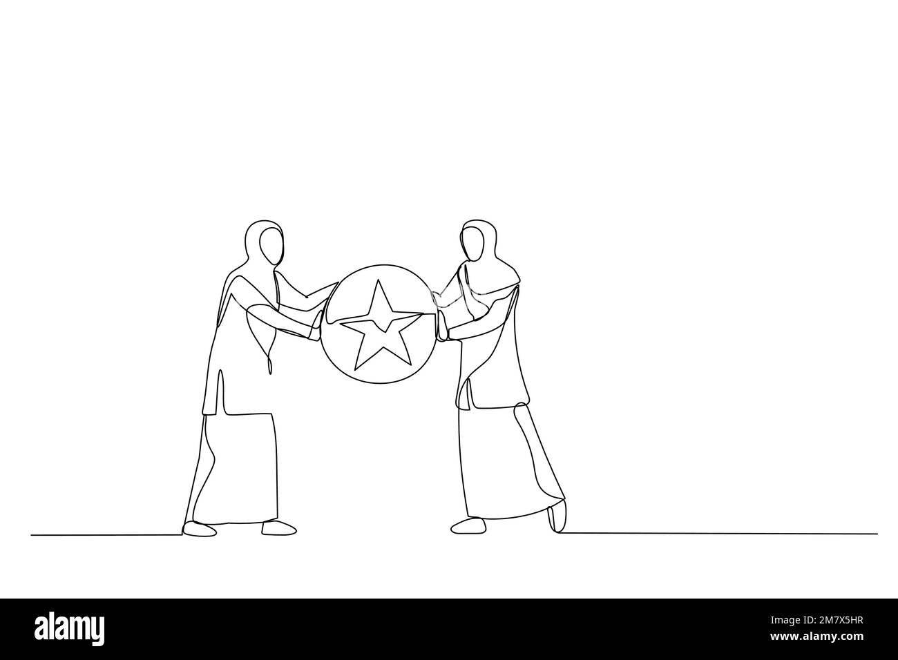 Cartoon of muslim woman boss giving golden star badge to winning ...