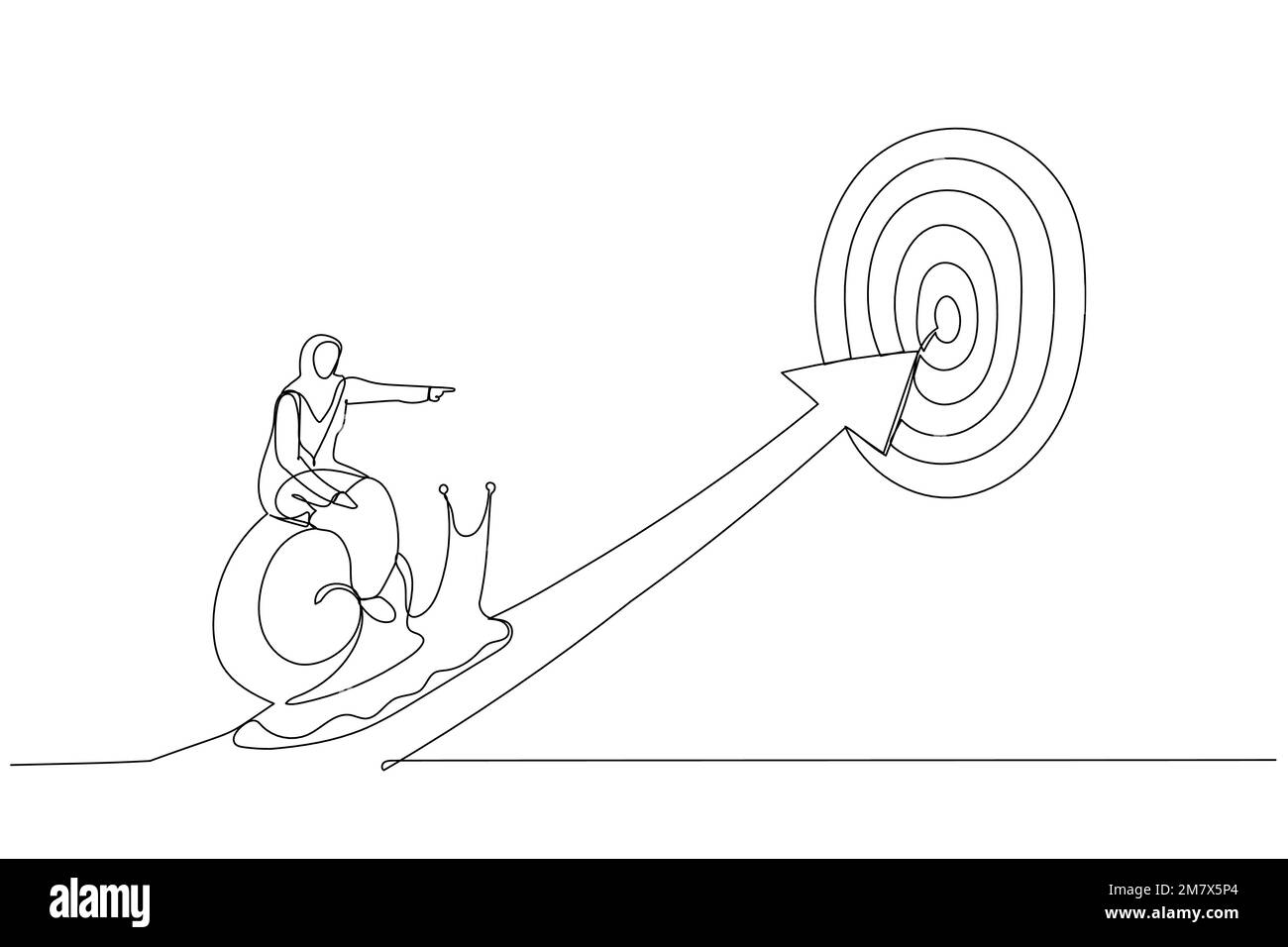 Cartoon of tried muslim businesswoman riding snail slow walking on ...