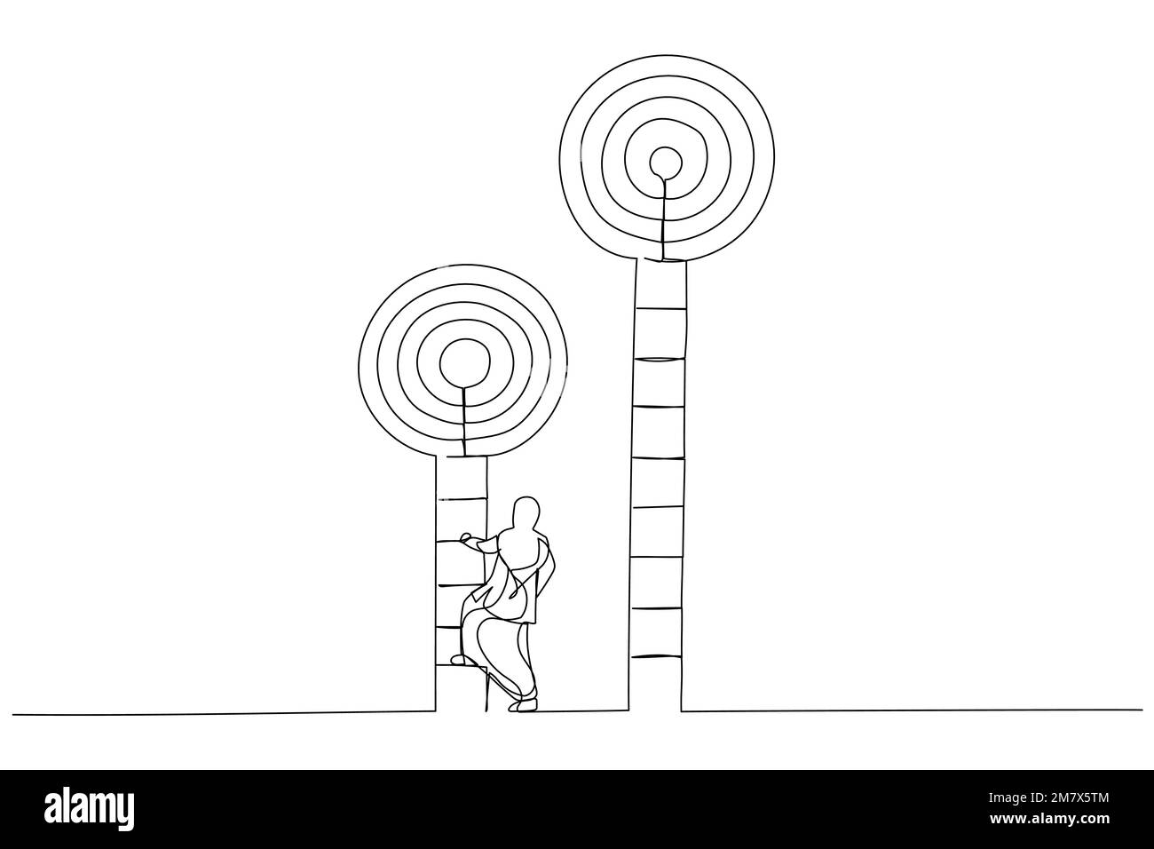 Cartoon of smart muslim businesswoman about to climb up ladder to ...