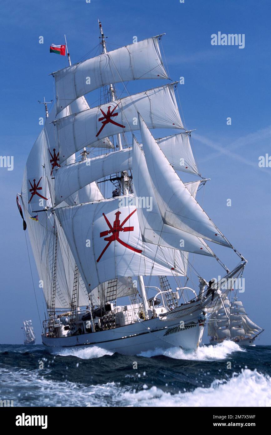 Omani Navy ship Shabab Oman, Torbay race start, 2005 Stock Photo - Alamy