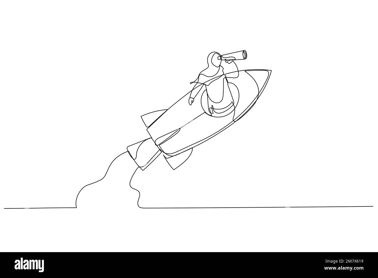 Drawing of muslim businesswoman manager open rocket window using ... Drawing of muslim businesswoman manager open rocket window using ...