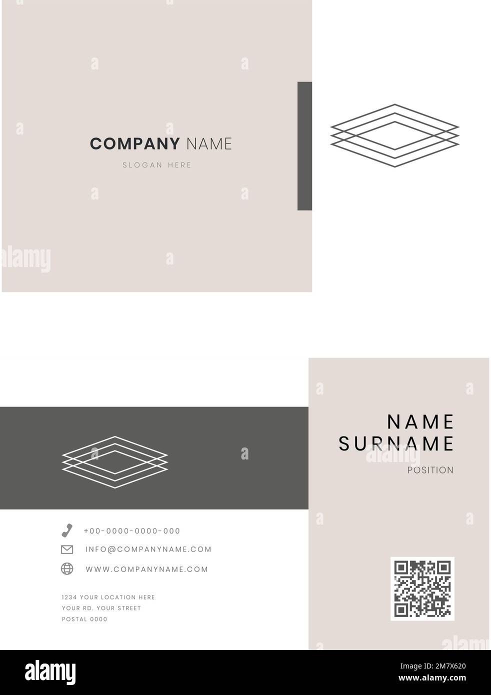 Beige business card vector editable template Stock Vector Image & Art ...
