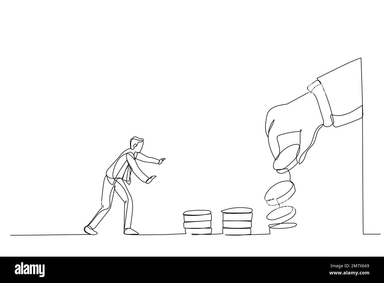 Illustration of big hand use dollar coin to entice businessman ...