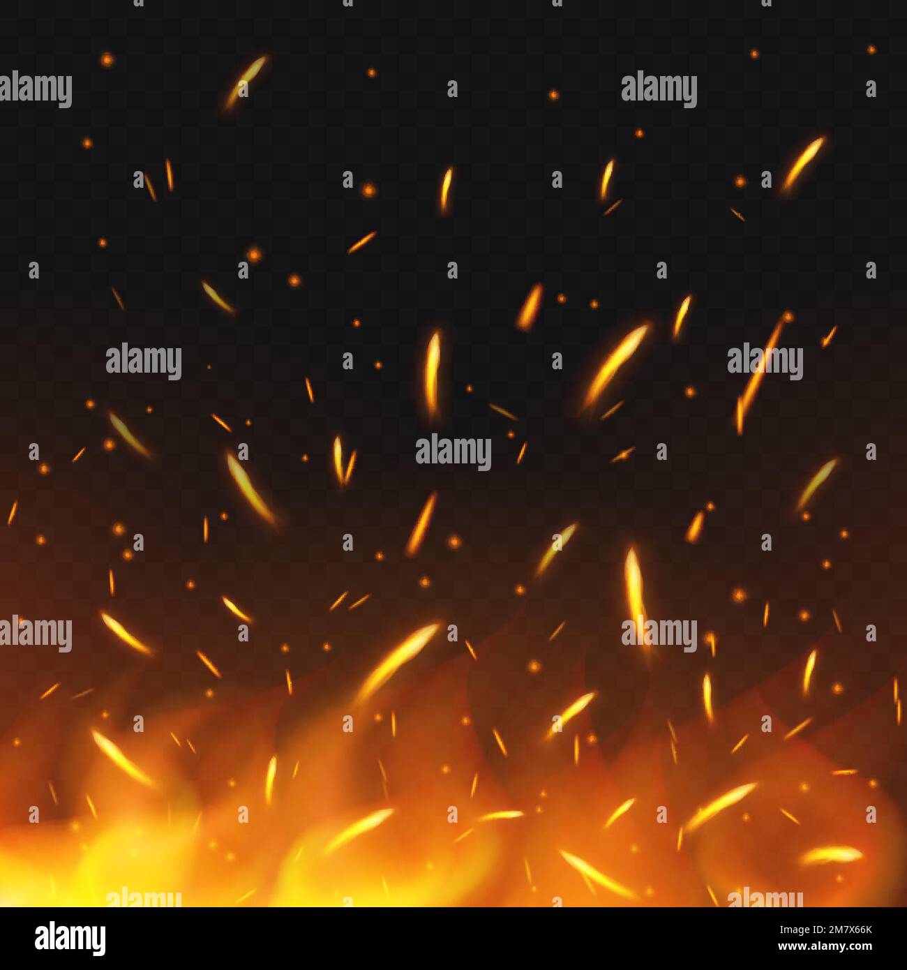 Fire sparks flying. Firestorm texture. Sparks charcoal. on transparent ...