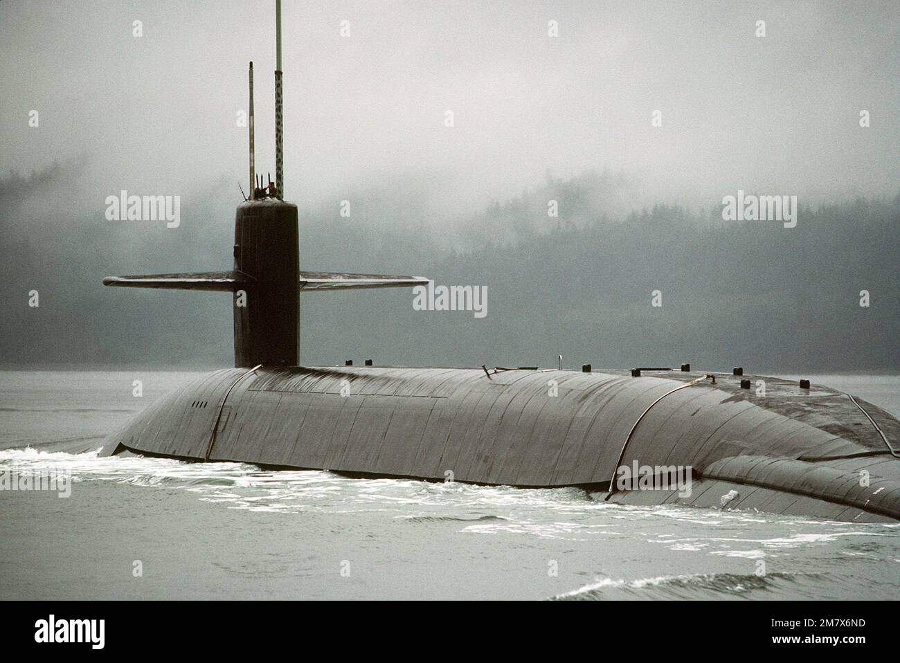 A port quarter view of the nuclear-powered strategic missile submarine ...