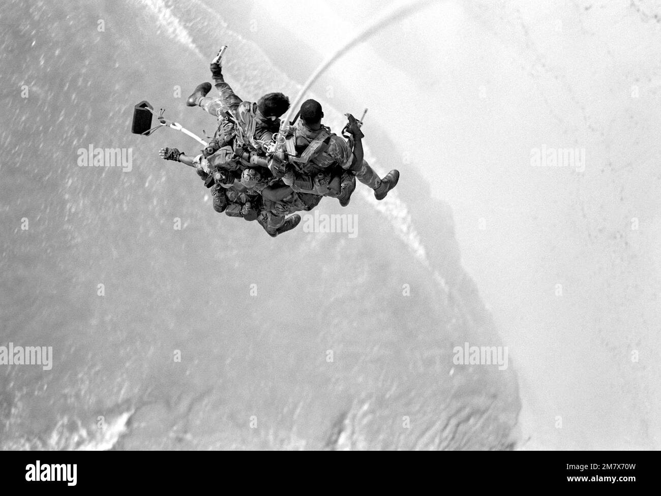 A view through an open hatch of a CH-46 Sea Knight helicopter, shows ...