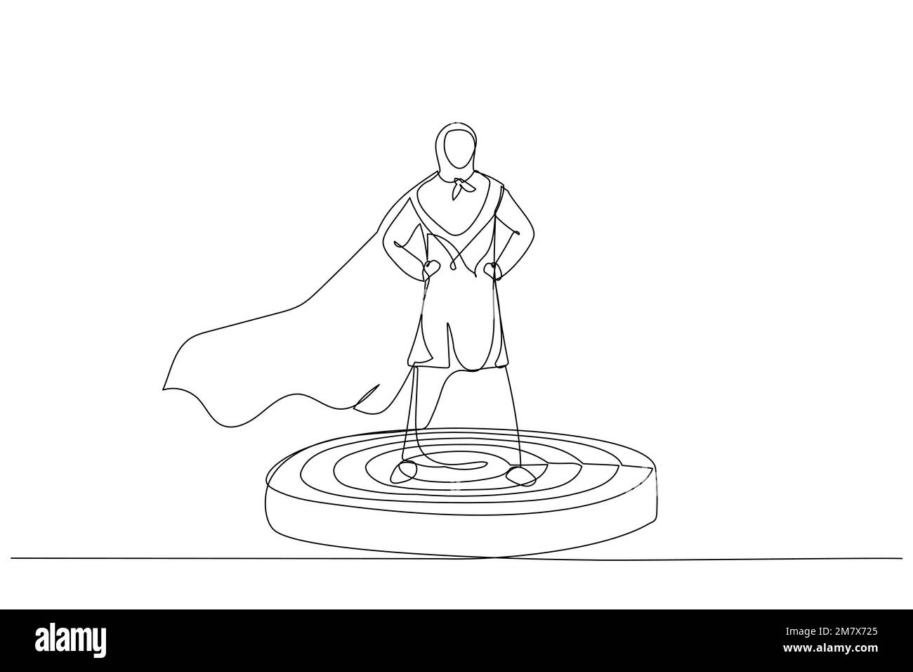 Cartoon of muslim businesswoman superhero leader on podium, standing ...