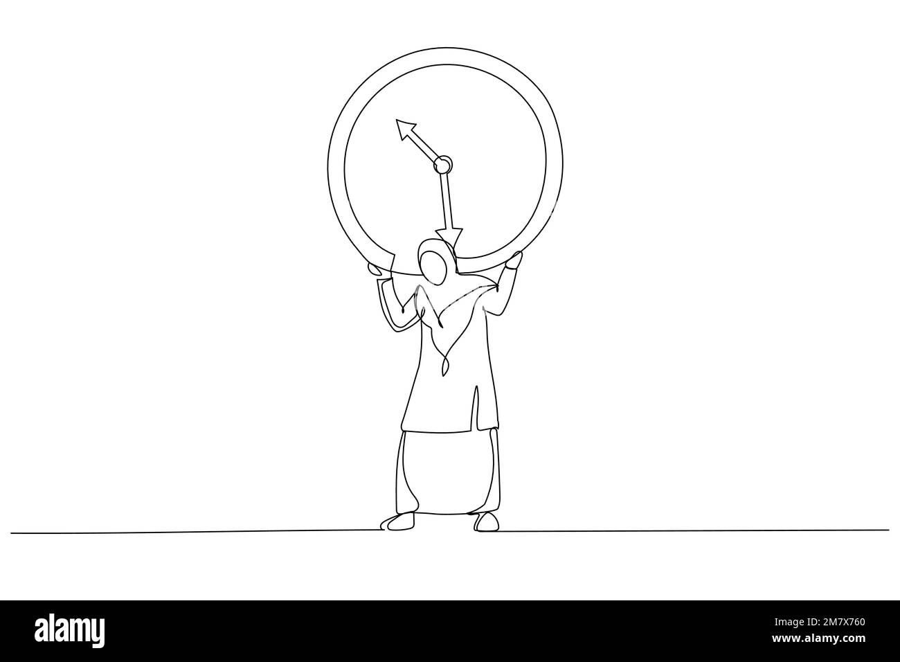 Illustration of muslim businesswoman salary woman carry heavy big clock ...