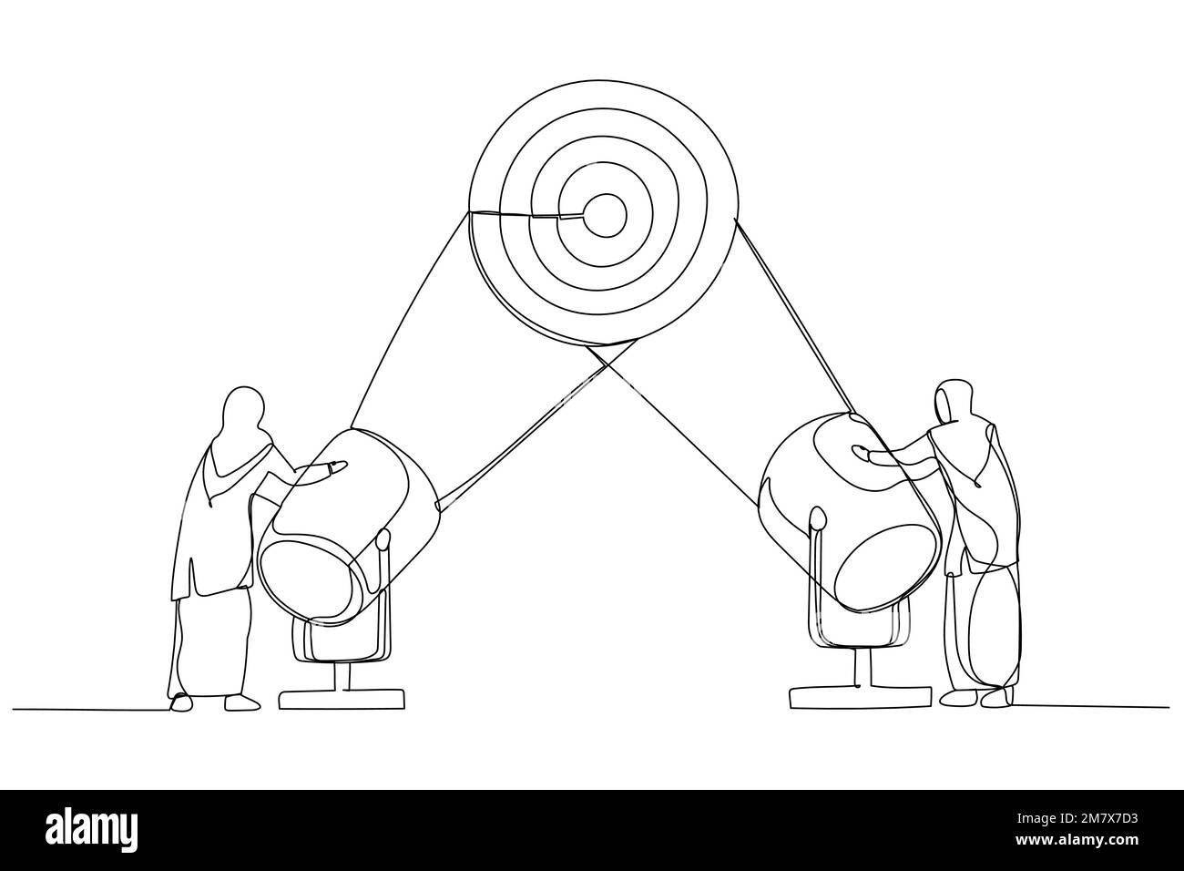 Cartoon of muslim businesswoman with team brainstorming success to ...