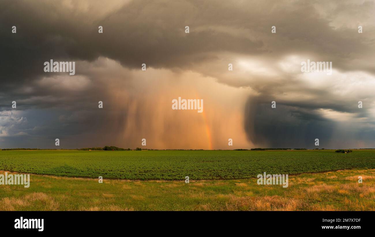 Downburst with rainbow before sunset 2 Stock Photo - Alamy