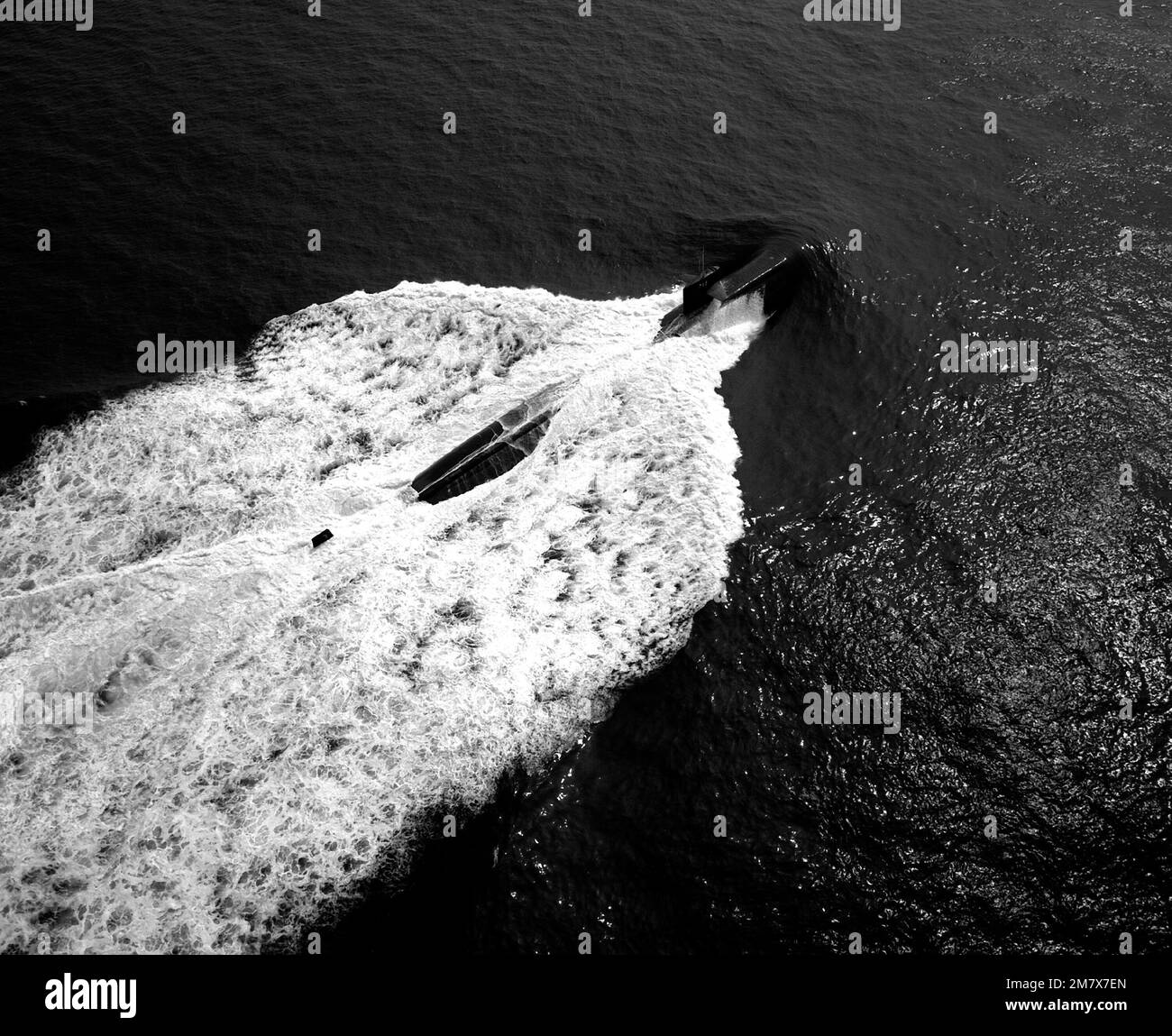 Aerial starboard quarter view of the nuclear-powered attack submarine ...