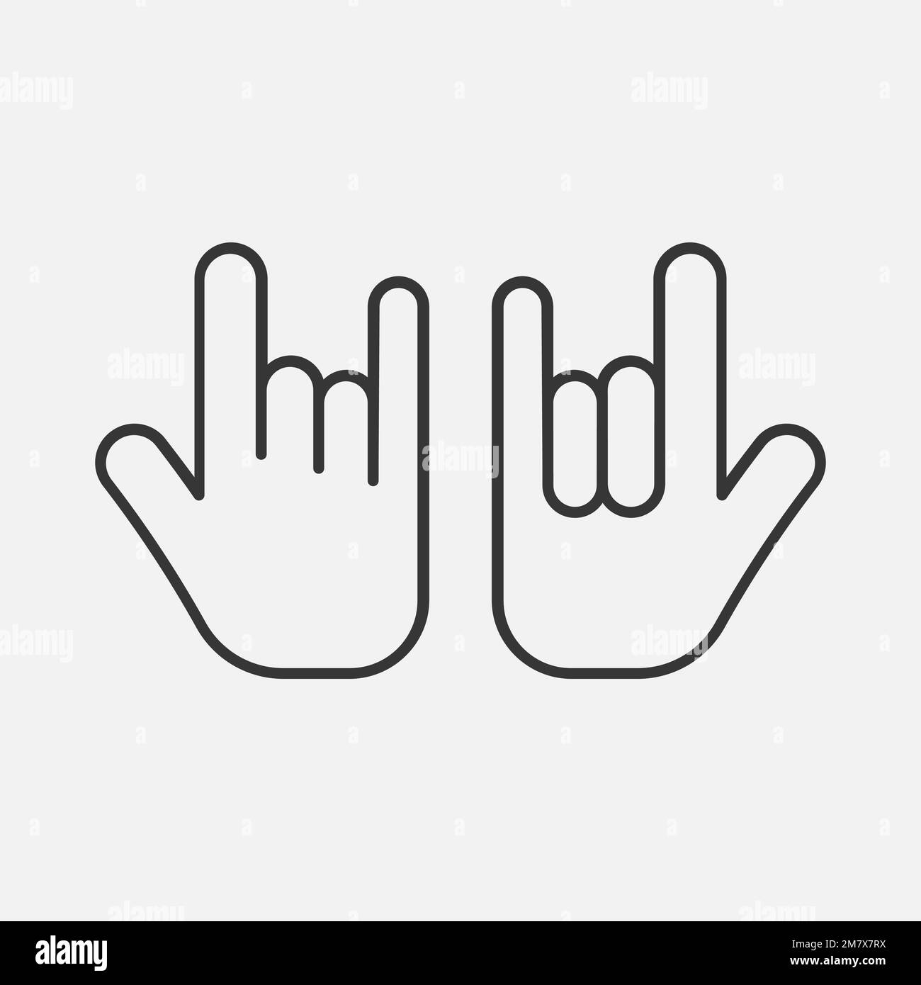 Rock sign line icon. Hand, pointing, finger. Gesturing concept isolated ...