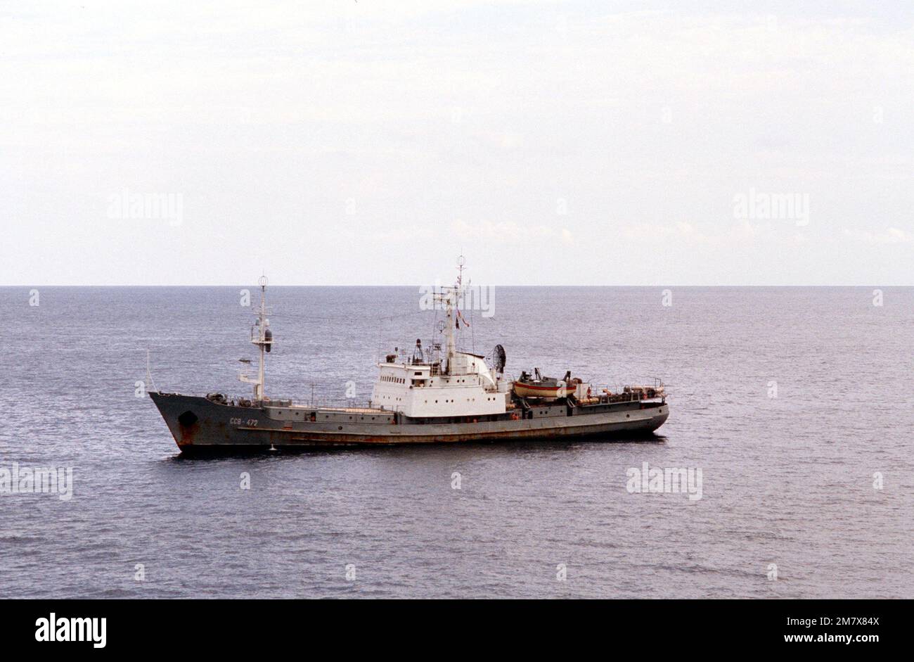 A port side view of a Soviet intelligence collector (AGI) ship underway ...