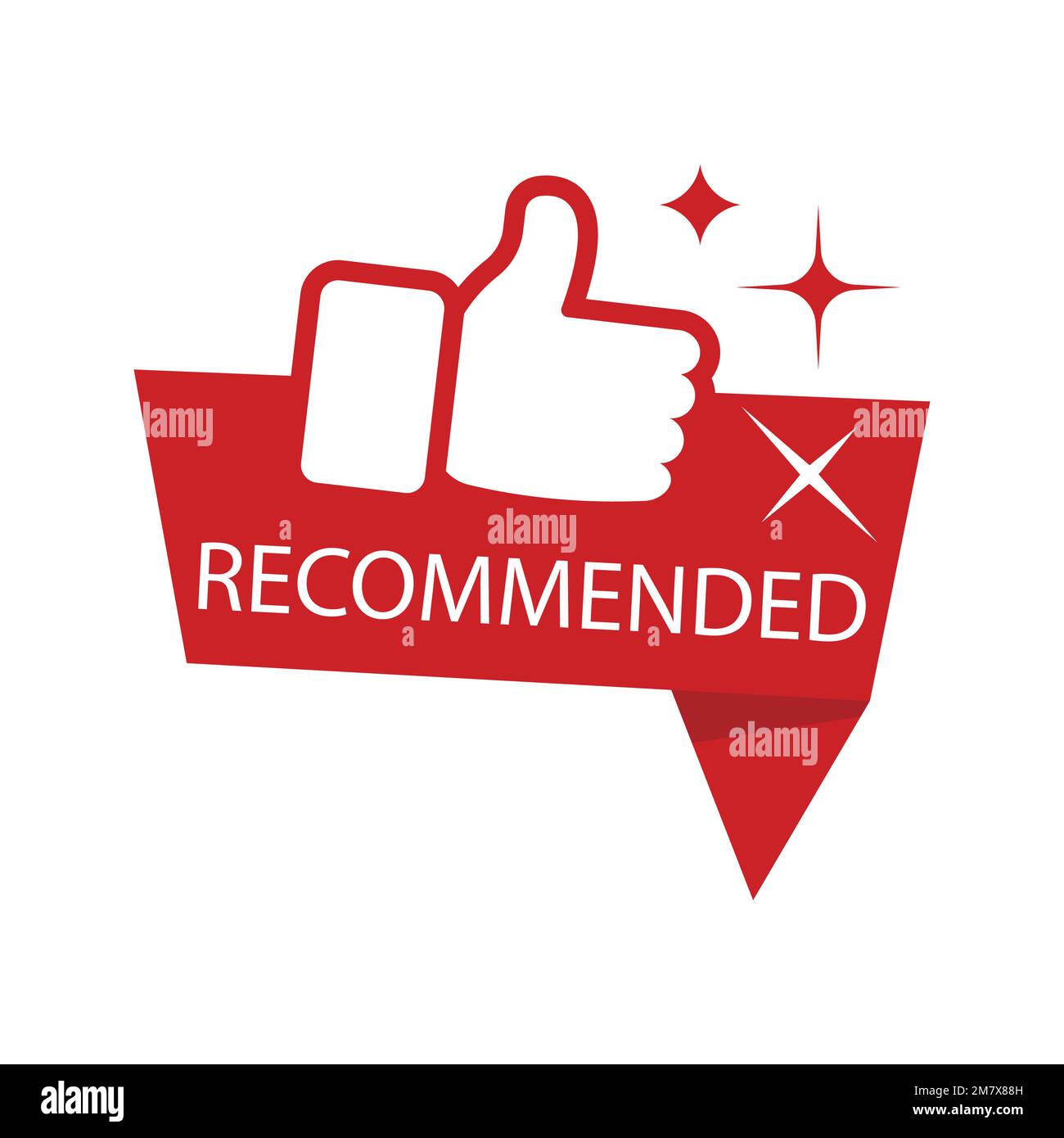 Banner recommended with thumb up icon isolated on white background ...