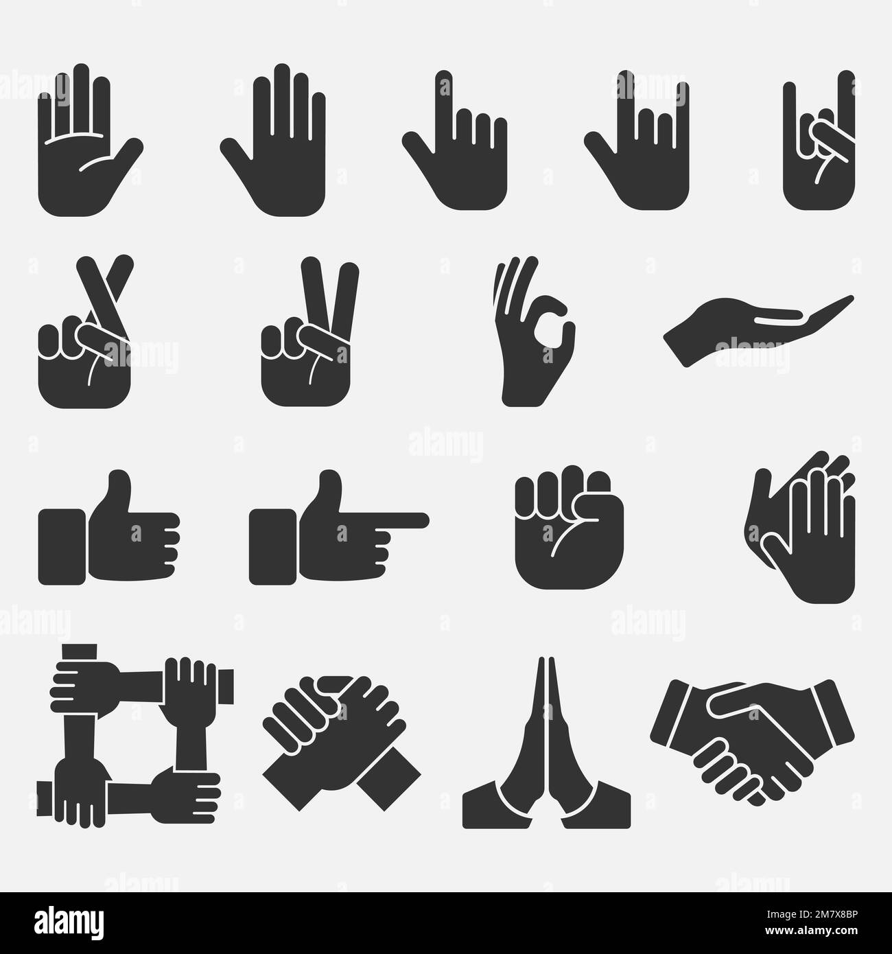 Hand icon set isolated on white background. Vector illustration. Eps 10 ...