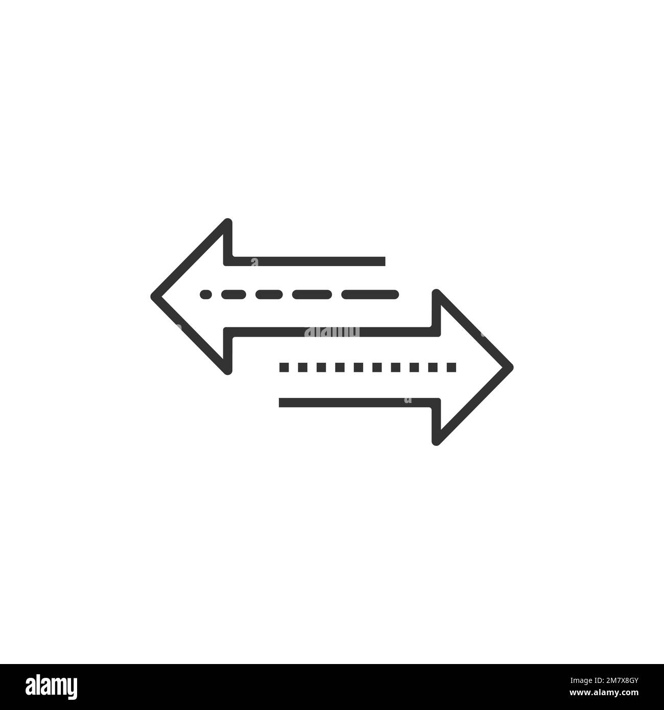 Two arrows opposite direction Black and White Stock Photos & Images - Alamy