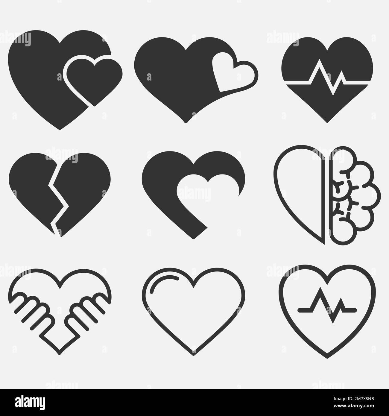 Hearts icons set isolated on white background. Vector illustration. Eps ...