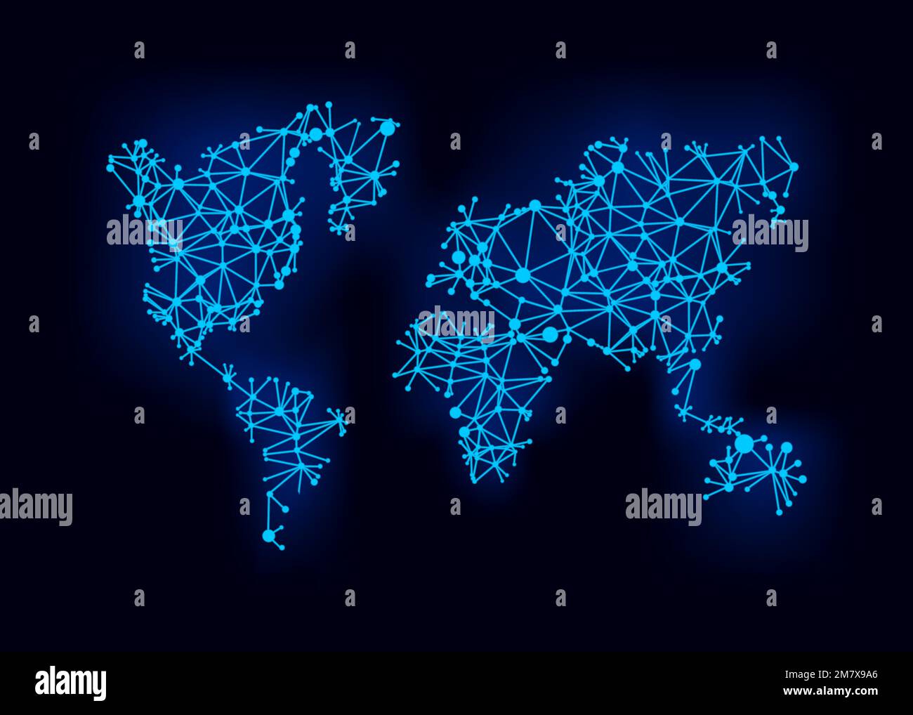 World map with circles and lines. Abstract polygonal world map with ...
