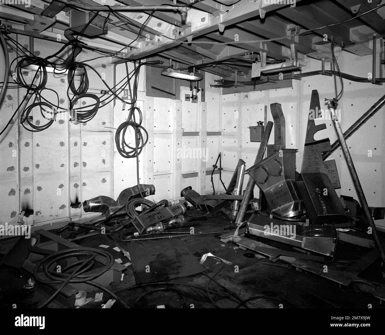 The helicopter hauldown and traversing room aboard the guided missile ...