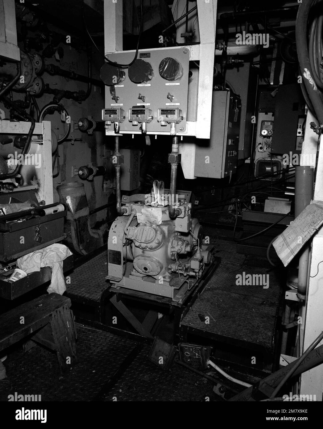 The auxiliary machine room No. 1 aboard the guided missile frigate ...