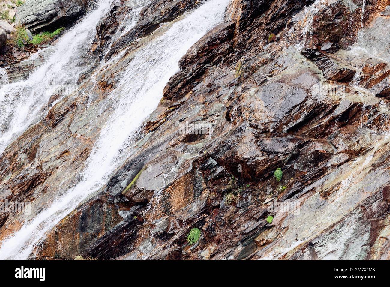 Contrast shot of granite karst layers of rocks in various shades of ...