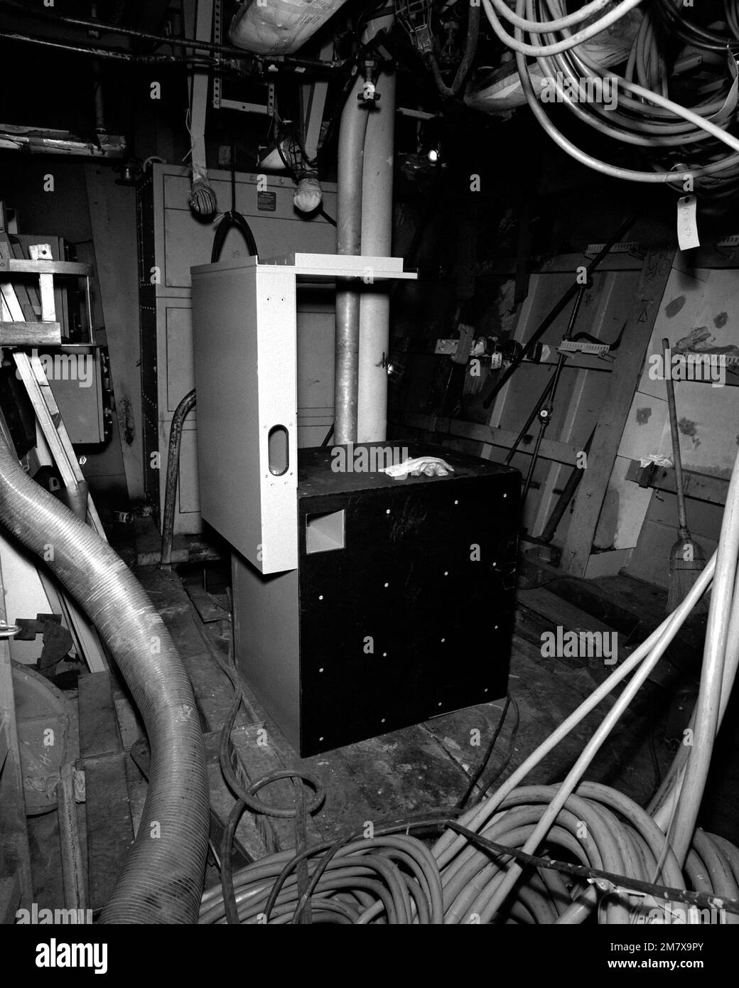 The sonar equipment room aboard the guided missile frigate KLAKRING ...